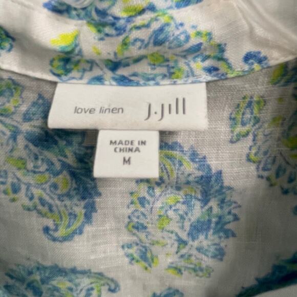 J. Jill | Tops | J Jill Love Linen Blue Floral Button Down Size Medium ...